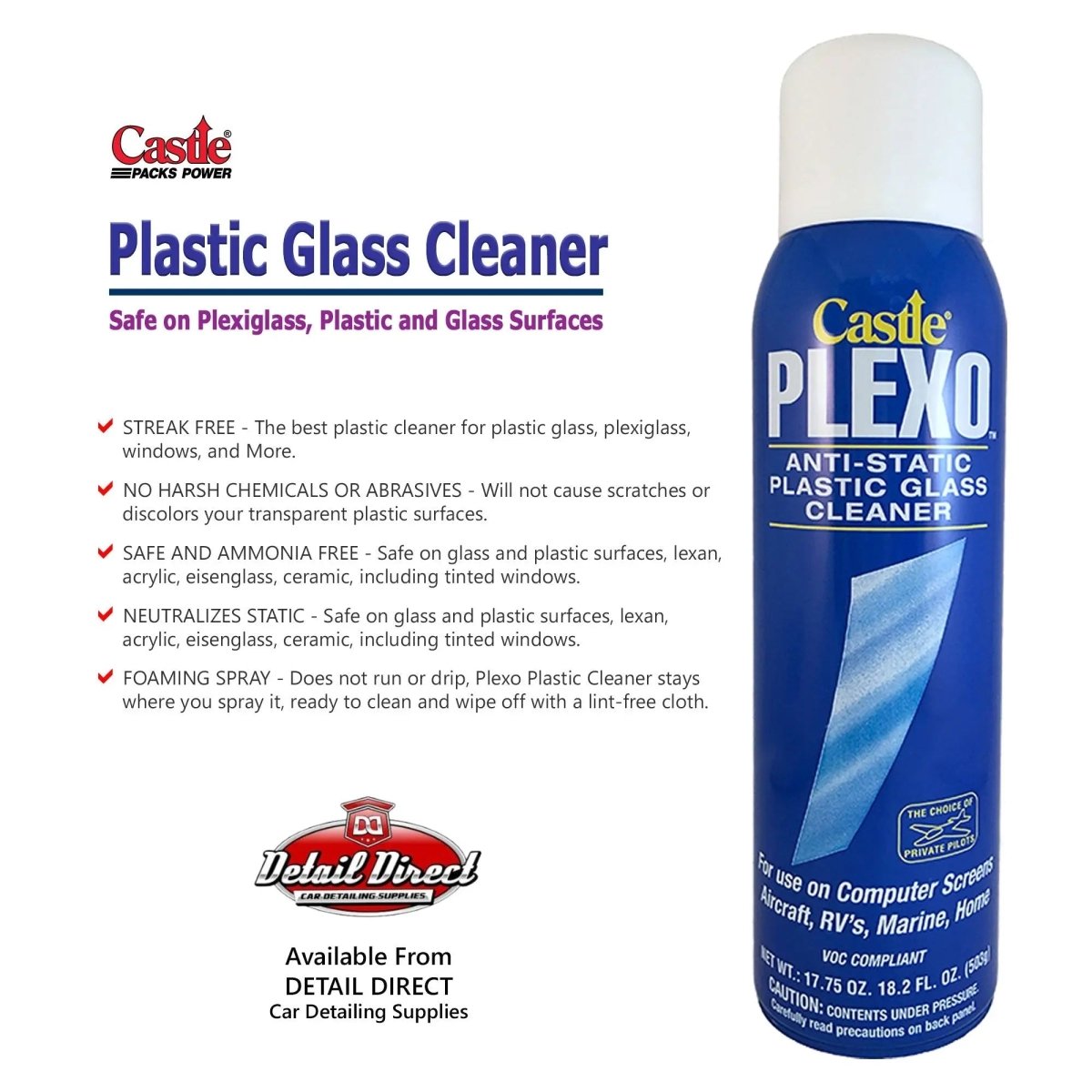 Castle Plexo Anti-Static Plastic Glass Cleaner